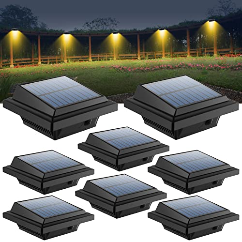 UniqueFire 40LED Outdoor Solar Lights Solar-Powered LED Garden Wall Lamp Plastic Solar Light Waterproof for Walkways Stairways (8PCS Black_Warm White)