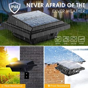 UniqueFire 40LED Outdoor Solar Lights Solar-Powered LED Garden Wall Lamp Plastic Solar Light Waterproof for Walkways Stairways (8PCS Black_Warm White)