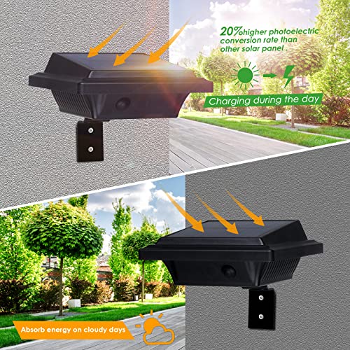 UniqueFire 40LED Outdoor Solar Lights Solar-Powered LED Garden Wall Lamp Plastic Solar Light Waterproof for Walkways Stairways (8PCS Black_Warm White)