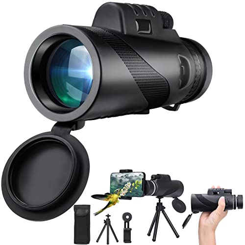 12x60 High Power Monocular Telescope for Smartphone, AMESEDAK Compact & Portable High Definition Monocular for Adults with Low Night Vision, High Powered Telescope with Smartphone Adapter