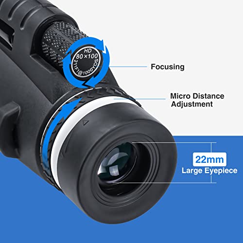 12x60 High Power Monocular Telescope for Smartphone, AMESEDAK Compact & Portable High Definition Monocular for Adults with Low Night Vision, High Powered Telescope with Smartphone Adapter