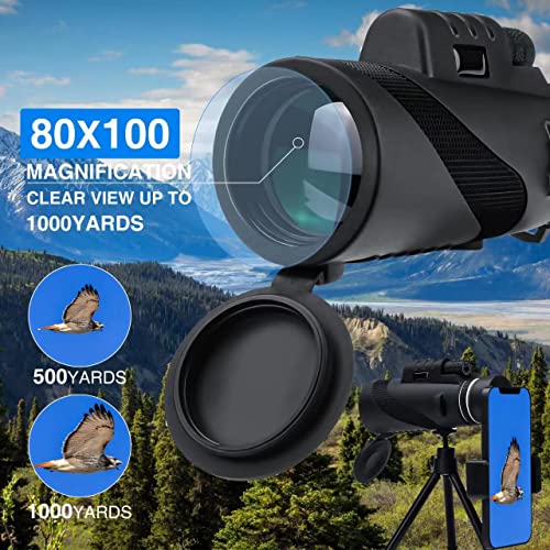 12x60 High Power Monocular Telescope for Smartphone, AMESEDAK Compact & Portable High Definition Monocular for Adults with Low Night Vision, High Powered Telescope with Smartphone Adapter