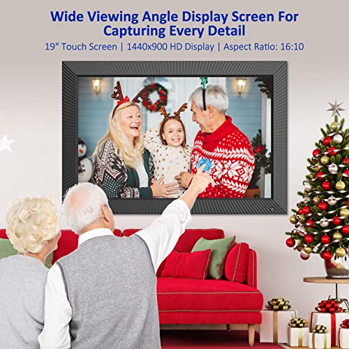 19-inch Dual-WiFi Digital Photo Frame - Digital Picture Frame, 32GB, Motion Sensor, Full Function, Sharing Photos and Videos via App or Email Instantly, Unlimited Cloud Storage, Wall Mountable