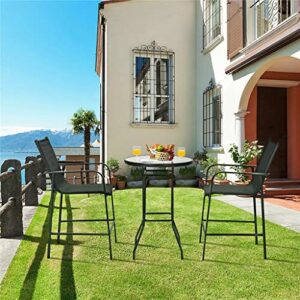 LIRUXUN 3 PCS Outdoor Patio Bar Table Stool Set Height Tempered Glass Top Suitable for Garden, Patio, Poolside, Backyard and More