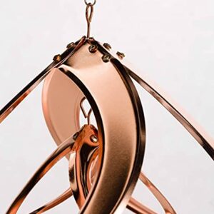 Wind & Weather Copper-Plated Dual Spiral Hanging Metal Wind Spinner, Steel, Ultra-Sensitive, Double Spinner, Kinetic Garden Art, Spinner 10" Dia. x 11" H, Chain 3" H