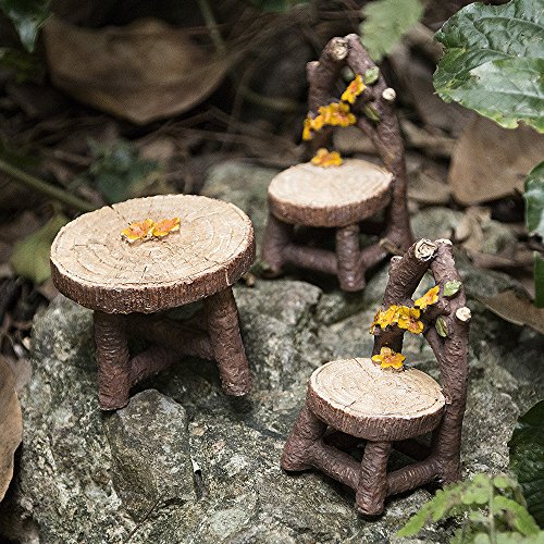 Fairy Garden Accessories, LATTOOK 8PCS Miniature Table and Chairs Set Fairy Garden Furniture Ornaments Kit for Dollhouse Accessories Home Outdoor Micro Landscape Decoration