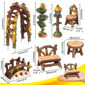 Fairy Garden Accessories, LATTOOK 8PCS Miniature Table and Chairs Set Fairy Garden Furniture Ornaments Kit for Dollhouse Accessories Home Outdoor Micro Landscape Decoration