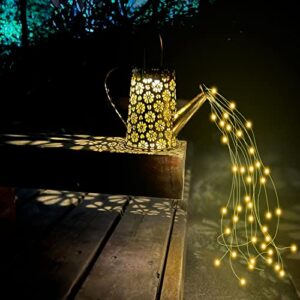 QOCNAM Solar Watering Can with Lights, Retro Metal Hanging Solar Lantern with String Lights, Solar Lanterns Outdoor Waterproof Garden Decor, Star Art Lamp Decorative for Walkway Backyard Patio Lawn