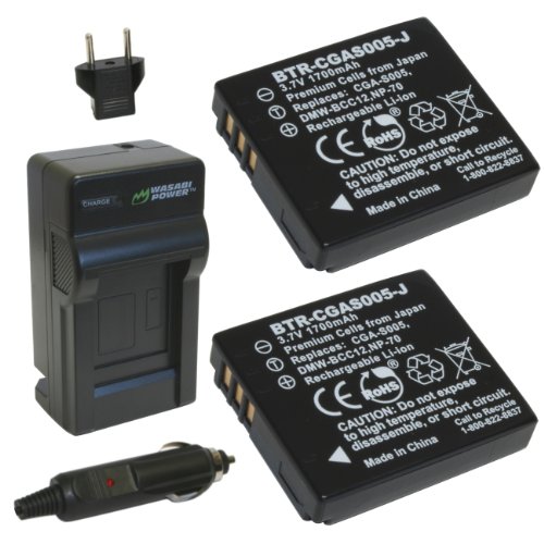 Wasabi Power Battery (2-Pack) and Charger for Leica BP-DC4, C-Lux 1, D-Lux 2, D-Lux 3, D-Lux 4