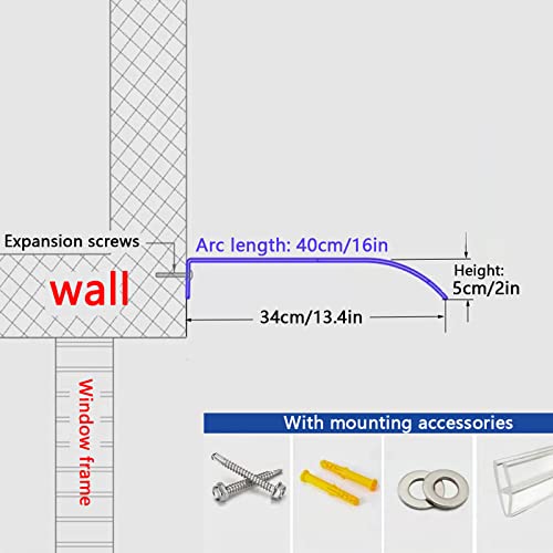 COSMETIZE Window Awning Front Door Outdoor Patio Awning Canopy Outdoor Polycarbonate Cover,50% Frosted and Transparent Porch Garden Canopy,Uv Rain Snow Protection,Easy to Assemble (16"x39")