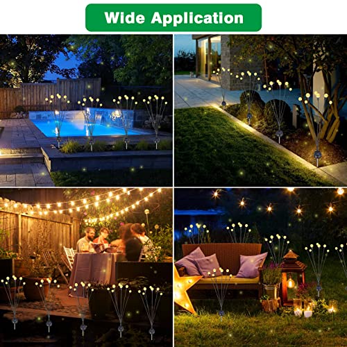 KHTO Solar Firefly Lights Outdoor Waterproof，Solar Crystal Ball Starburst Swaying Garden Decorative Lights for Yard Patio Pathway Decoration (2Pack-Warm White)