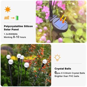 KHTO Solar Firefly Lights Outdoor Waterproof，Solar Crystal Ball Starburst Swaying Garden Decorative Lights for Yard Patio Pathway Decoration (2Pack-Warm White)