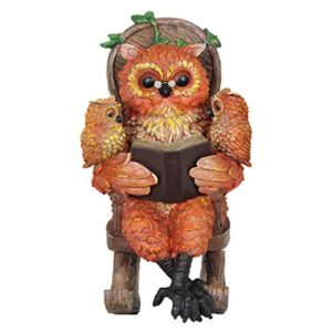 Exhart Garden Sculpture, Solar Owl Family Reading Garden Statue in Rocking Chair, LED Book, Outdoor Garden Decoration, 10 x 12 Inch