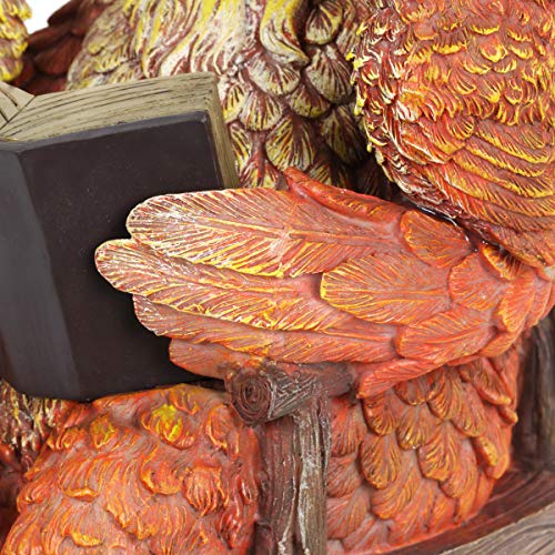 Exhart Garden Sculpture, Solar Owl Family Reading Garden Statue in Rocking Chair, LED Book, Outdoor Garden Decoration, 10 x 12 Inch