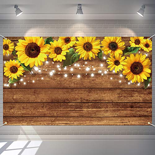 Rustic Sunflowers Backdrop Sunflowers Photography Backdrop Background Sunflower Brown Backdrop Photography Wall Backdrop Background Banner for Photo Studio Home Decoration, Party Supply