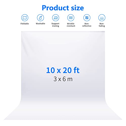 Neewer 10 x 20FT / 3 x 6M PRO Photo Studio 100% Pure Muslin Collapsible Backdrop Background for Photography,Video and Televison (Background ONLY) - WHITE