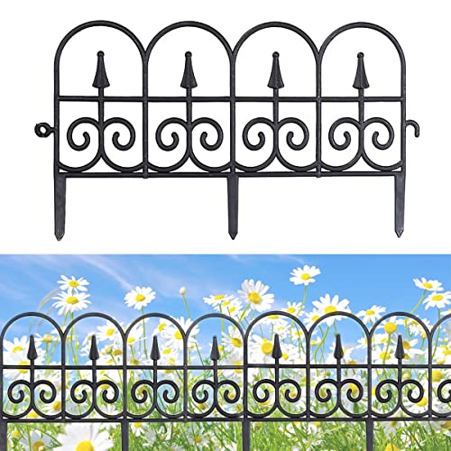 Garden Fence, 10 Pack Decorative No Dig Fencing 20ft (L) x 13in (H) Rustproof Landscape Folding Fence Panel Border Decor Picket Flower Edging for Outdoor Patio Yard Landscape