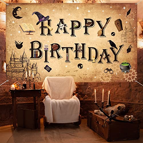 Wizard Birthday Party Supplies Wizard Backdrop Banners Birthday Background Magical Wizard Banner Welcome Sign for Boys Girls Photography Birthday Photo Booth Wizard Wall Decor 6 x 3.6 Feet (Train)