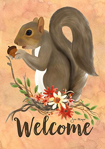 Toland Home Garden 1112296 Squirrel Welcome 12.5 x 18 Inch Decorative, (12.5" x 18"), Double Sided Garden Flag