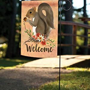 Toland Home Garden 1112296 Squirrel Welcome 12.5 x 18 Inch Decorative, (12.5" x 18"), Double Sided Garden Flag