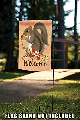 Toland Home Garden 1112296 Squirrel Welcome 12.5 x 18 Inch Decorative, (12.5" x 18"), Double Sided Garden Flag