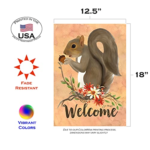 Toland Home Garden 1112296 Squirrel Welcome 12.5 x 18 Inch Decorative, (12.5" x 18"), Double Sided Garden Flag