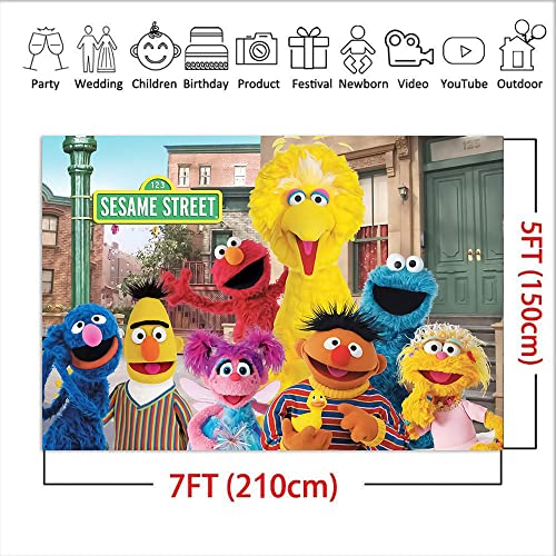 7x5ft Cartoon Doll Animal Photo Background for Baby Children 1st 2nd Happy Birthday Party Banner Street Scene Photography Backdrop Baby Shower Cake Table Decor