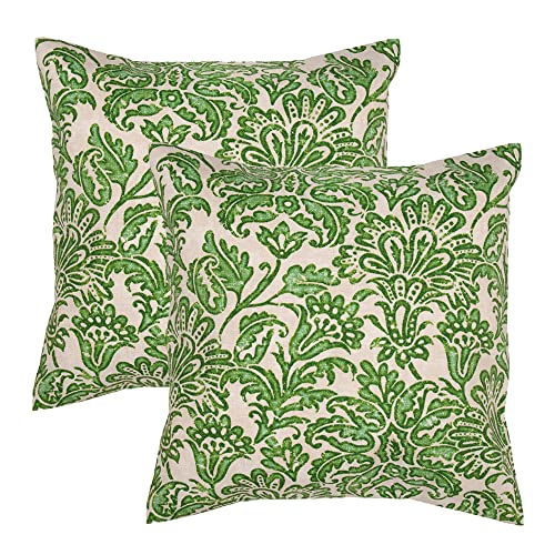 Decorative Things Outdoor Pillows for Patio Furniture Made of Tommy Bahama Fabric Green Batik Pillow Cover 18" x 18" Set of 2