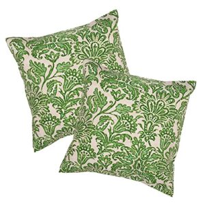 Decorative Things Outdoor Pillows for Patio Furniture Made of Tommy Bahama Fabric Green Batik Pillow Cover 18" x 18" Set of 2