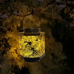 solar lanterns lights outdoor hanging lantern garden metal waterproof led lantern decor with bee pattern lights solar lamp solar lantern table lights for desk lawn patio pathway landscape