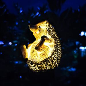 xurleq garden solar light outdoor decor, resin hedgehog solar led light for outdoor, animal waterproof light for flower fence lawn passage walkway courtyard party decoration, hedgehog