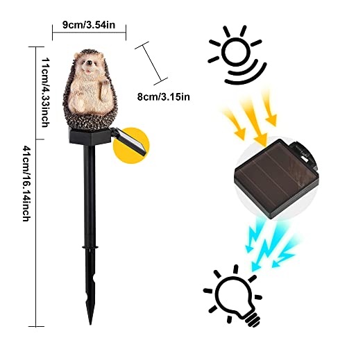 XURLEQ Garden Solar Light Outdoor Decor, Resin Hedgehog Solar LED Light for Outdoor, Animal Waterproof Light for Flower Fence Lawn Passage Walkway Courtyard Party Decoration, Hedgehog