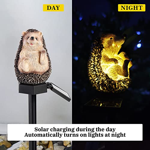 XURLEQ Garden Solar Light Outdoor Decor, Resin Hedgehog Solar LED Light for Outdoor, Animal Waterproof Light for Flower Fence Lawn Passage Walkway Courtyard Party Decoration, Hedgehog