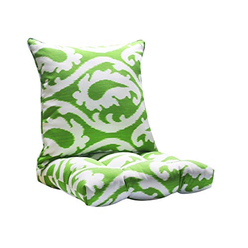 Outdoor Waterproof Decorative Seat Cushions Set for Patio Furniture, 20x20 Inch Fade Resistant Tufted Chair Cushions and Patio Garden Throw Pillows with Inserts for Couch Bed Sofa, Paisley Green