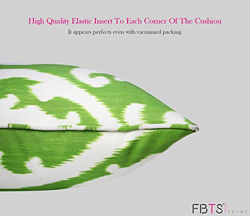 Outdoor Waterproof Decorative Seat Cushions Set for Patio Furniture, 20x20 Inch Fade Resistant Tufted Chair Cushions and Patio Garden Throw Pillows with Inserts for Couch Bed Sofa, Paisley Green