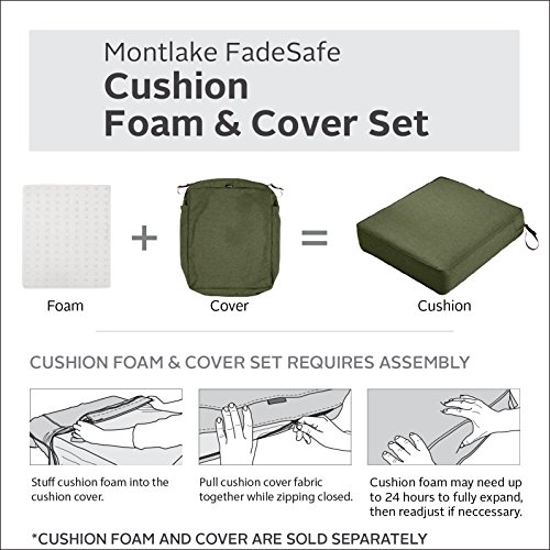 Classic Accessories Montlake FadeSafe Water-Resistant 80 x 26 x 3 Inch Outdoor Chaise Lounge Cushion Slip Cover, Patio Furniture Cushion Cover, Heather Fern Green, Patio Furniture Cushion Covers