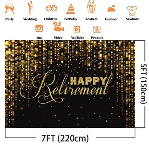 Avezano Happy Retirement Backdrop 7x5ft Black and Gold Glitter Photo Background Retirement Party Decorations Glitter Lights Congrats Retirement Photo Booth Prop