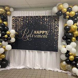 Avezano Happy Retirement Backdrop 7x5ft Black and Gold Glitter Photo Background Retirement Party Decorations Glitter Lights Congrats Retirement Photo Booth Prop