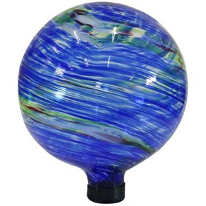 sunnydaze 10-inch glass outdoor gazing globe – reflective ball yard ornament for patio or lawn – northern lights