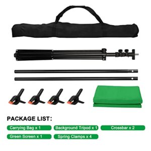 Green Screen Backdrop with Stand Kit, 5.2 X 6.5 FT Chromakey GreenScreen Photography Background with Adjustable T-Shaped Stand & 4 Clamps for Photoshoot Video Streaming Gaming Zoom Online Meeting