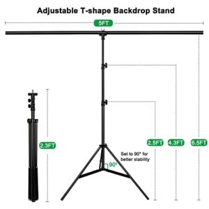 Green Screen Backdrop with Stand Kit, 5.2 X 6.5 FT Chromakey GreenScreen Photography Background with Adjustable T-Shaped Stand & 4 Clamps for Photoshoot Video Streaming Gaming Zoom Online Meeting