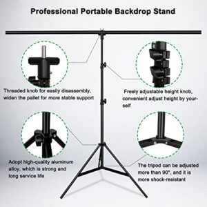 Green Screen Backdrop with Stand Kit, 5.2 X 6.5 FT Chromakey GreenScreen Photography Background with Adjustable T-Shaped Stand & 4 Clamps for Photoshoot Video Streaming Gaming Zoom Online Meeting