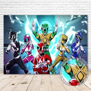 colorwonder green power ranger backdrop 7×5 happy birthday background super hero power rangers steel birthday party supplies vinyl power rangers background for boys party decor (a4-b90411)