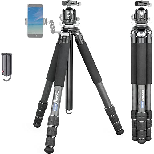 Carbon Fiber Tripod-INNOREL GT324C Professional Compact Tripod for DSLR Camera Heavy Duty Stand with Low Gravity Center Ball Head Special-Shaped Center Column Max Load 55lbs/25kg