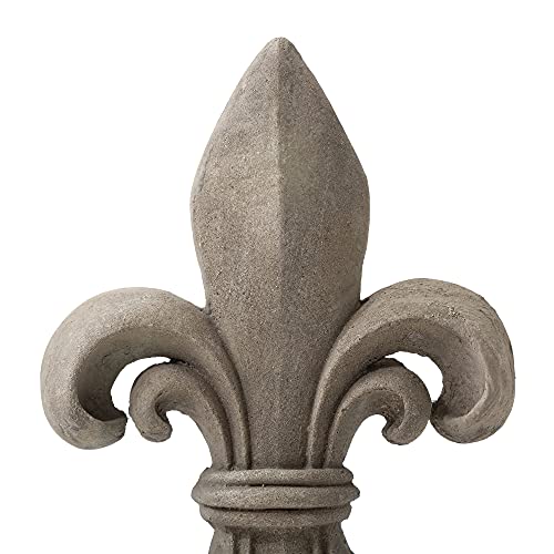 Glitzhome Fleur De Lis Garden Statue, 27.25 Inch, Concrete Grey