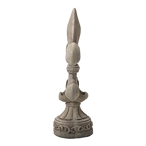 Glitzhome Fleur De Lis Garden Statue, 27.25 Inch, Concrete Grey