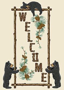 toland home garden 1112578 welcome bears bear flag 12×18 inch double sided bear garden flag for outdoor house welcome flag yard decoration