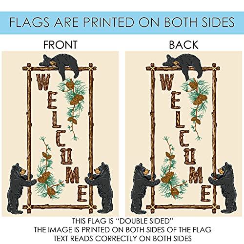 Toland Home Garden 1112578 Welcome Bears Bear Flag 12x18 Inch Double Sided Bear Garden Flag for Outdoor House Welcome Flag Yard Decoration