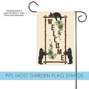 Toland Home Garden 1112578 Welcome Bears Bear Flag 12x18 Inch Double Sided Bear Garden Flag for Outdoor House Welcome Flag Yard Decoration