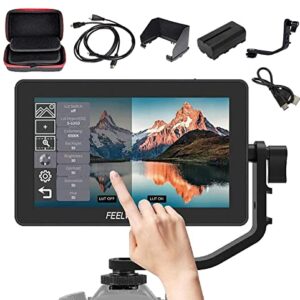 FEELWORLD F6 Plus+Battery + Charger +Carrying Case 5.5 inch Touch Screen DSLR Camera Field Monitor with HDR 3D LUT Small Full HD 1920x1080 Support 4K Input Output